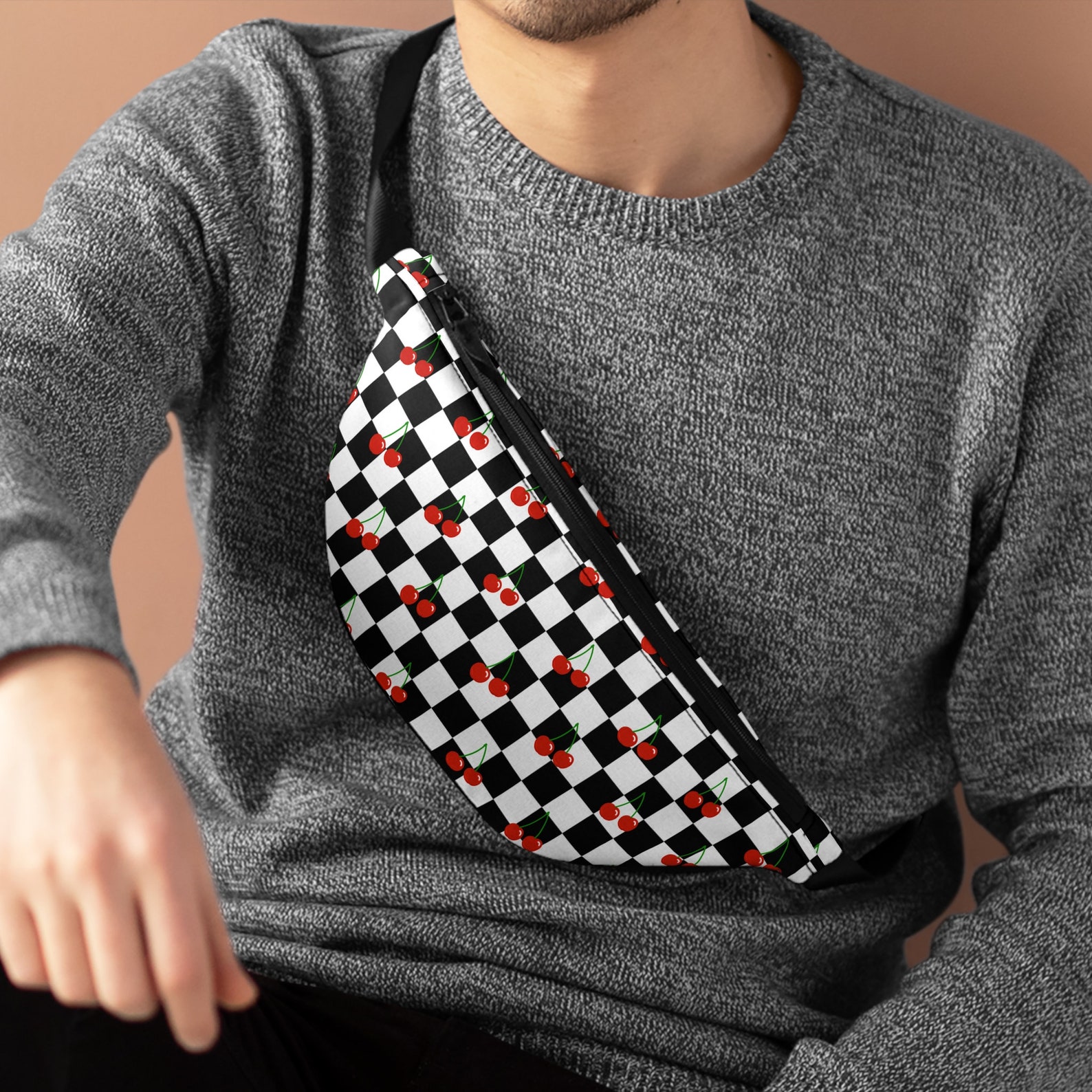 Checkerboard & Cherries Fanny Pack, Belt Bag - Etsy