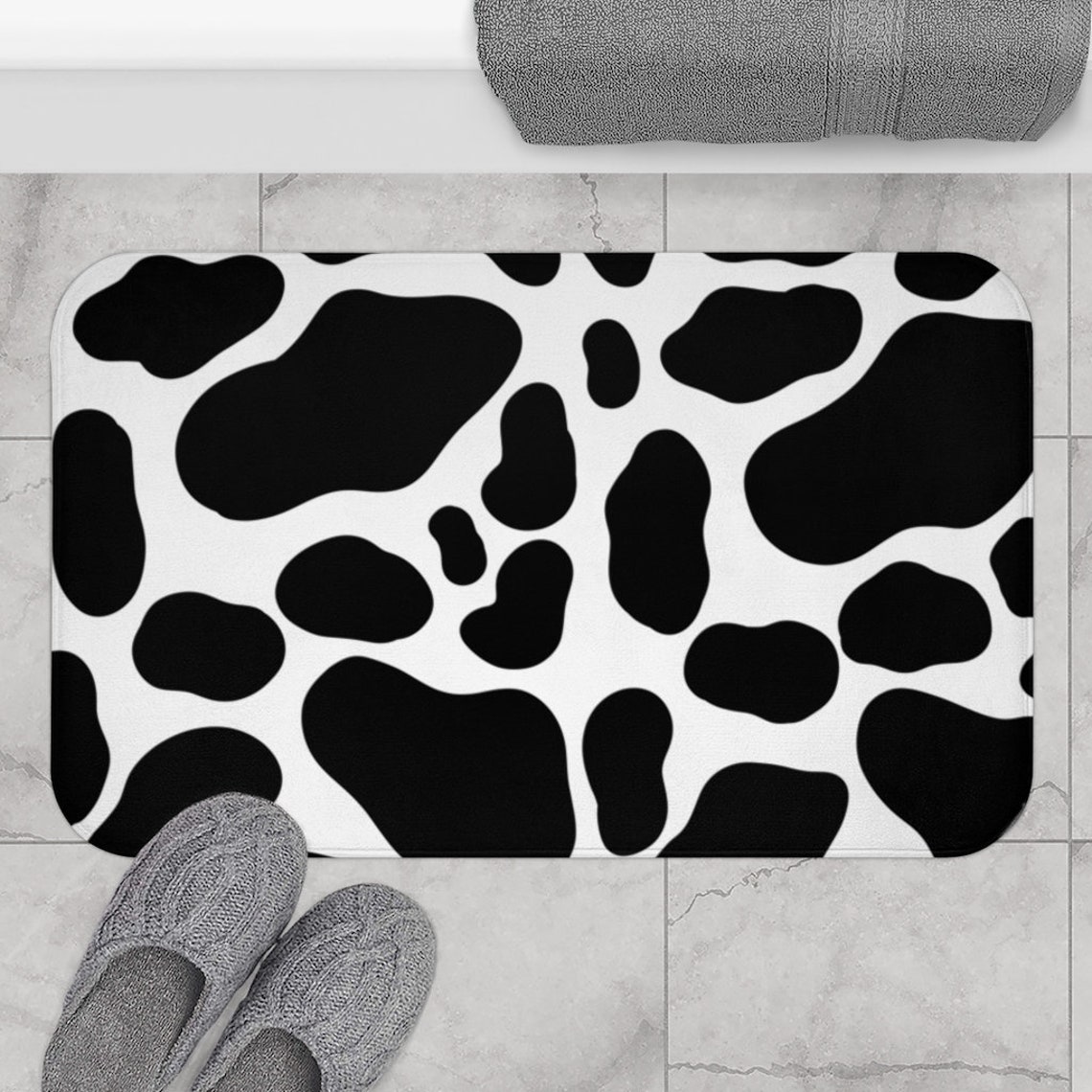 Cow Print Microfiber Bath Mat - Etsy