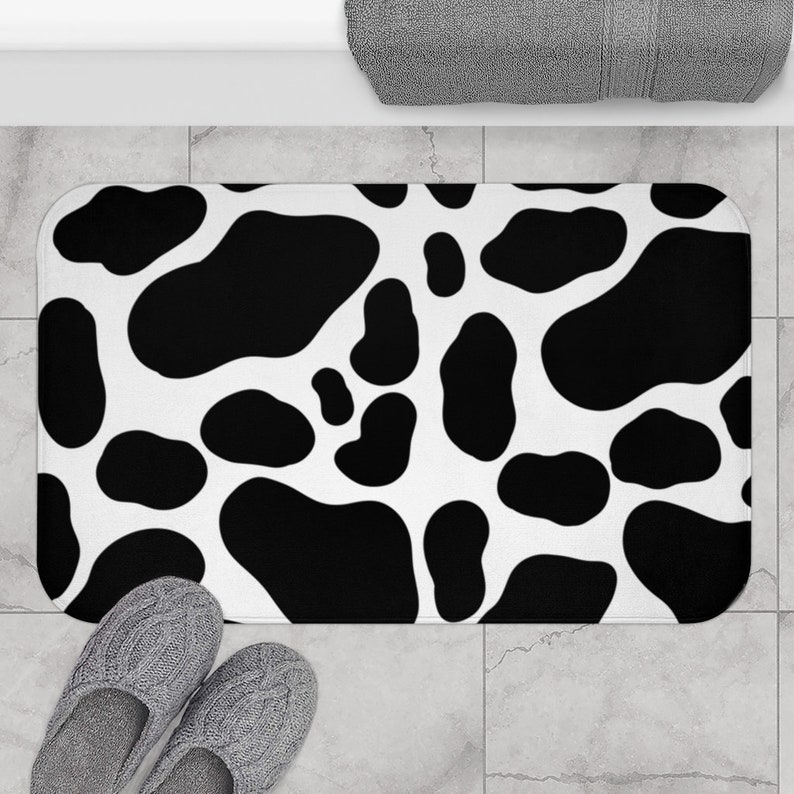 Cow Print Microfiber Bath Mat - Etsy