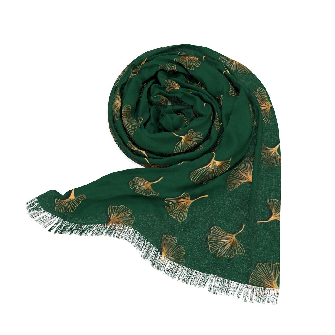 Emerald Ginkgo Lightweight Scarf - Etsy
