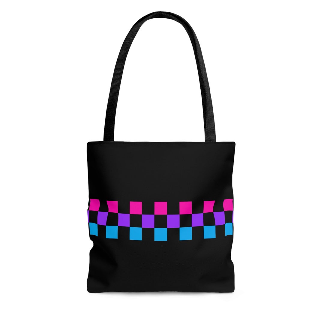 Neon Checker Tote, Shopping Bag, Book Bag - Etsy
