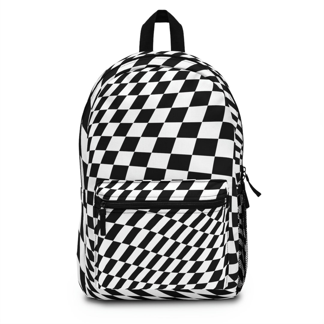Warped Checker Backpack, Full Size W/ Water Bottle Pocket - Etsy