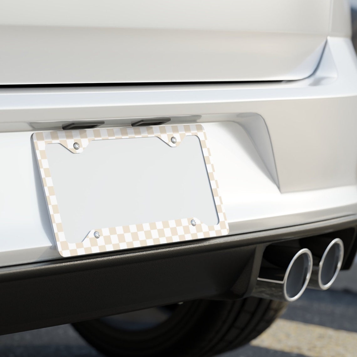 Beige Checker License Plate Frame - Etsy