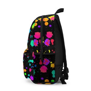 Neon Paint Splatter Backpack, Full-sized With Water Bottle Pocket - Etsy
