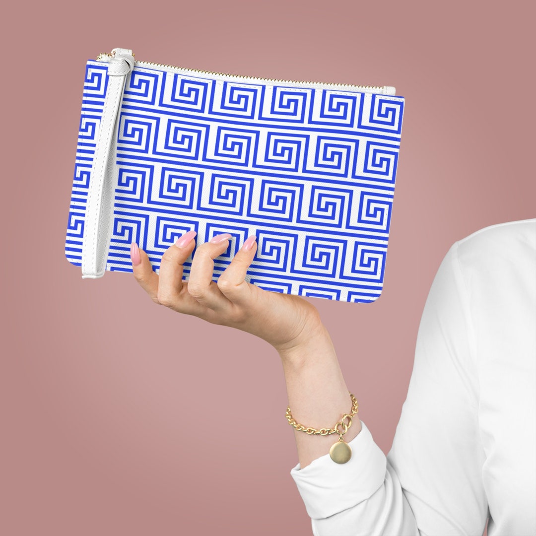 Greek Key Clutch Bag, Faux Leather Wristlet - Etsy