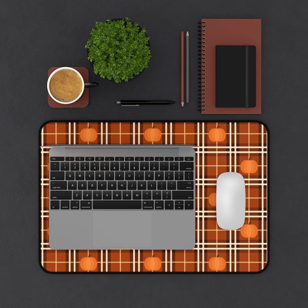 Pumpkin & Plaid Desk Mat Mousepad | Etsy
