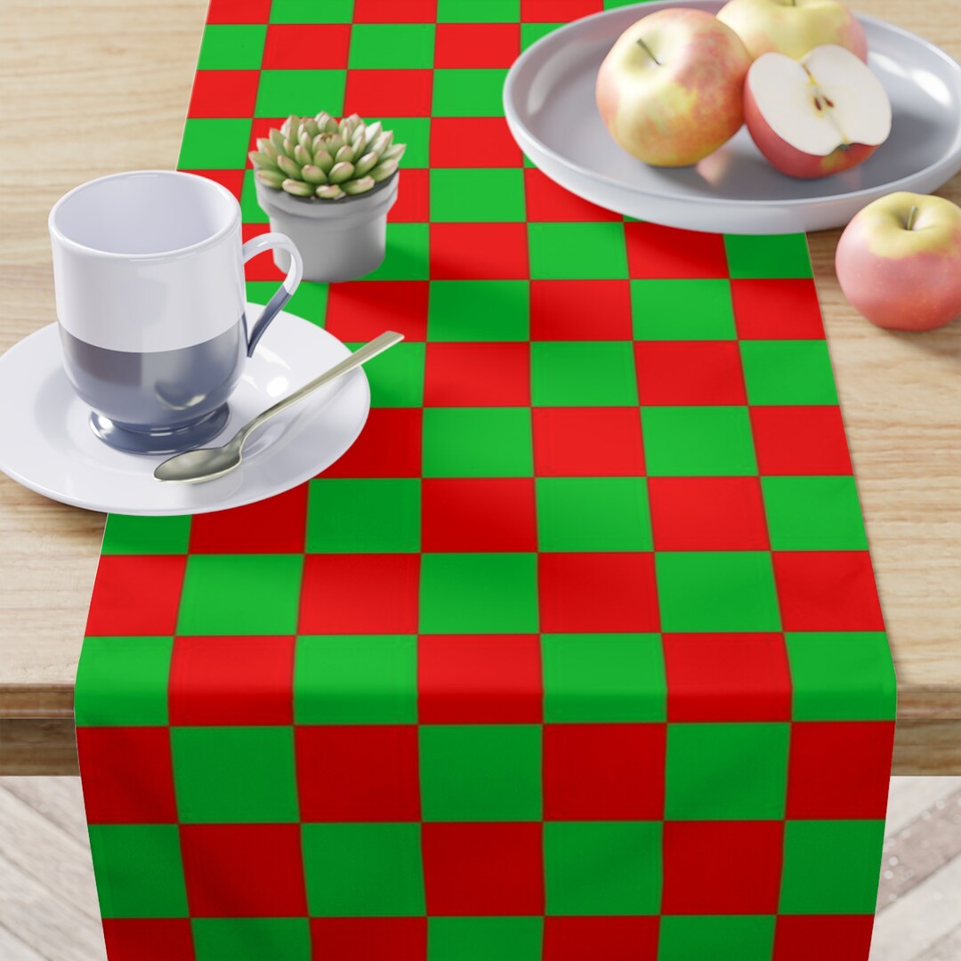 Red & Green Checker Table Runner - Etsy