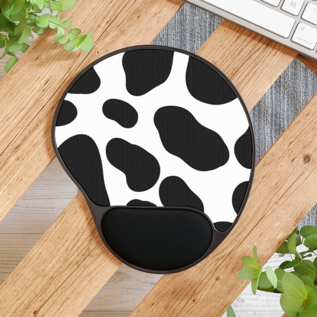 Cow Print Mouse Pad With Wrist Rest - Etsy