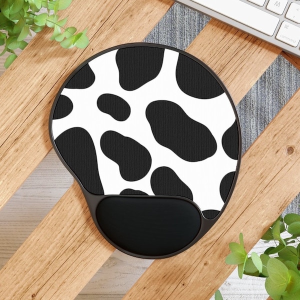 Cow Print Mouse Pad With Wrist Rest - Etsy