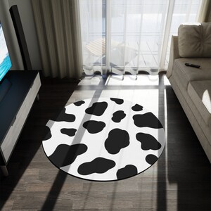 Cow Print Round Rug - Etsy