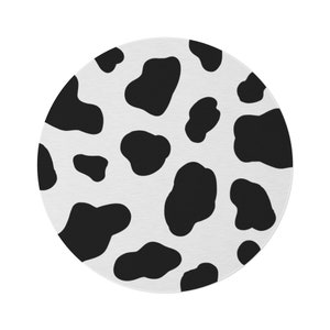 Cow Print Round Rug - Etsy