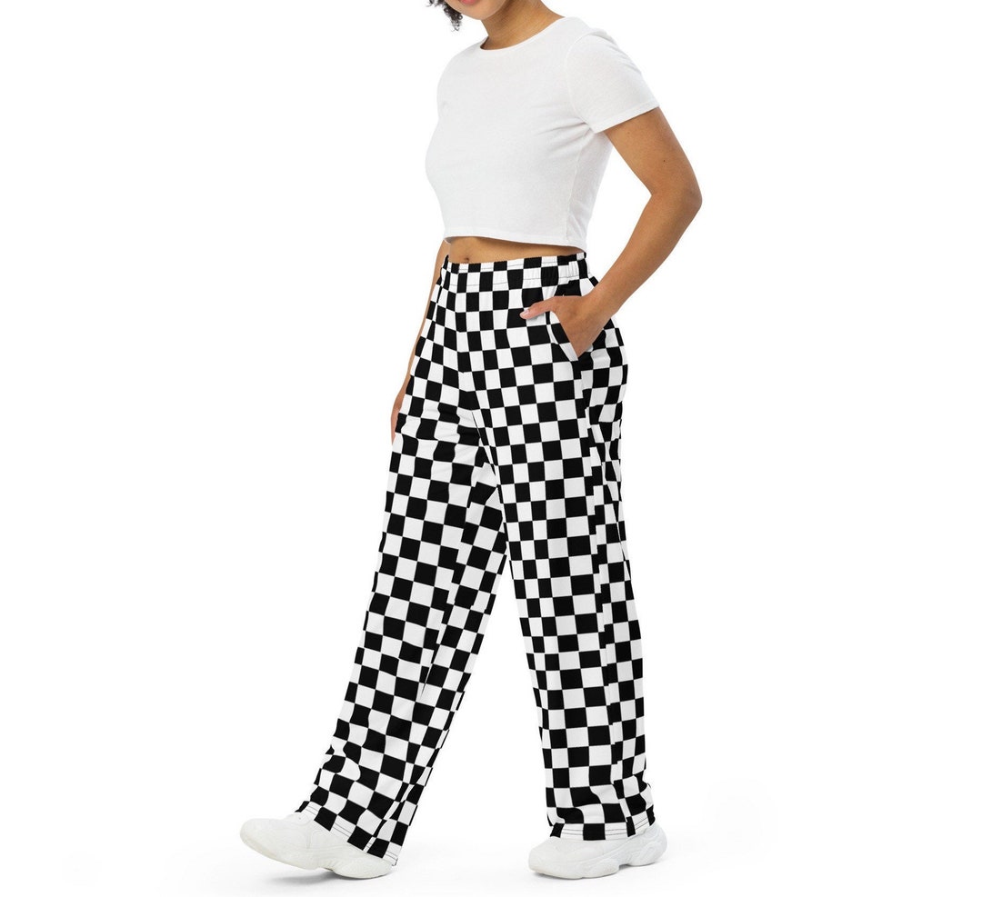Checkerboard Wide-leg Pants - Etsy