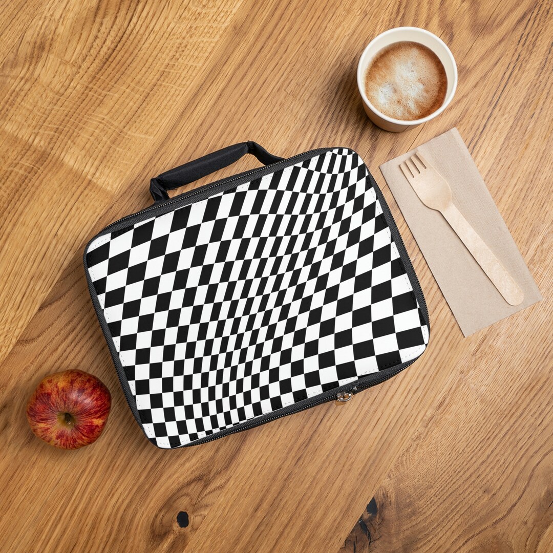 Warped Checkerboard Lunch Bag, Insulated Cooler Bag - Etsy