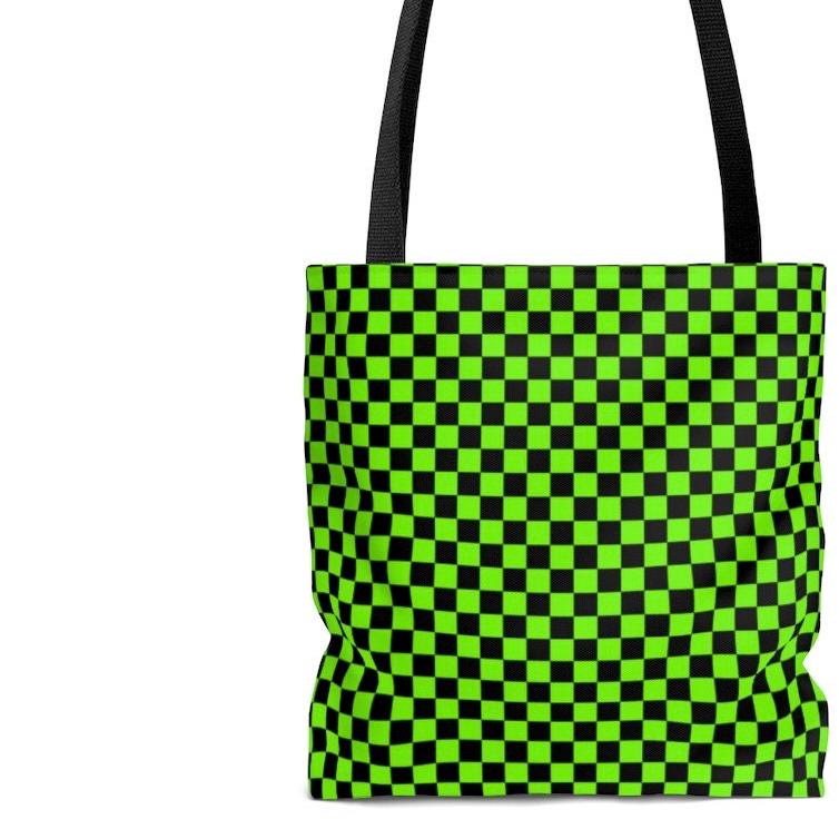 Neon Green Checkerboard Tote - Etsy