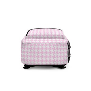 Pink Houndstooth Backpack, Full-sized Backpack W/water Bottle Pocket - Etsy