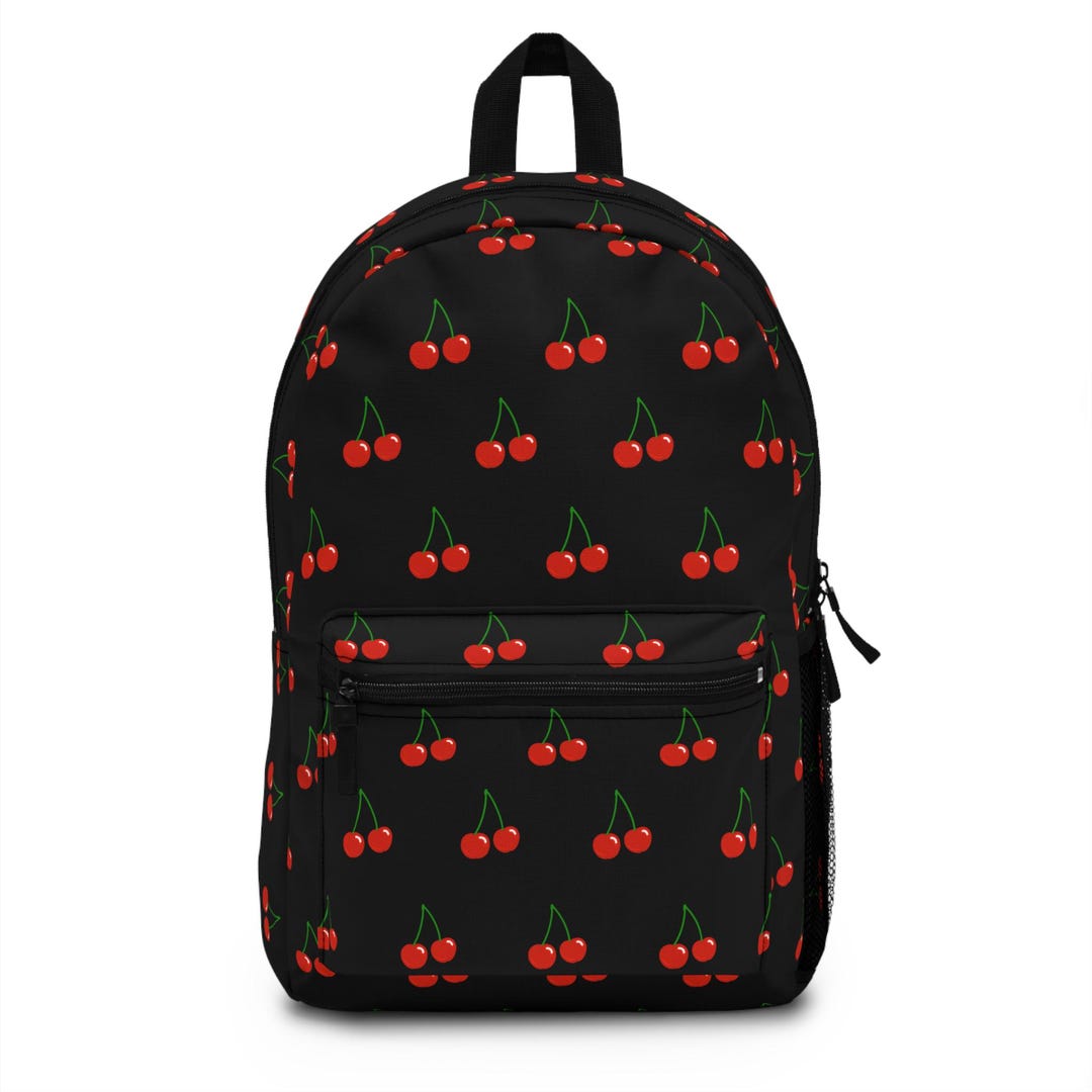 Black Cherry Backpack, Full-sized Backpack W/water Bottle Pocket - Etsy