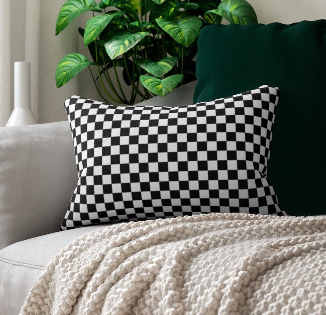 Checkerboard Lumbar Pillow - Etsy
