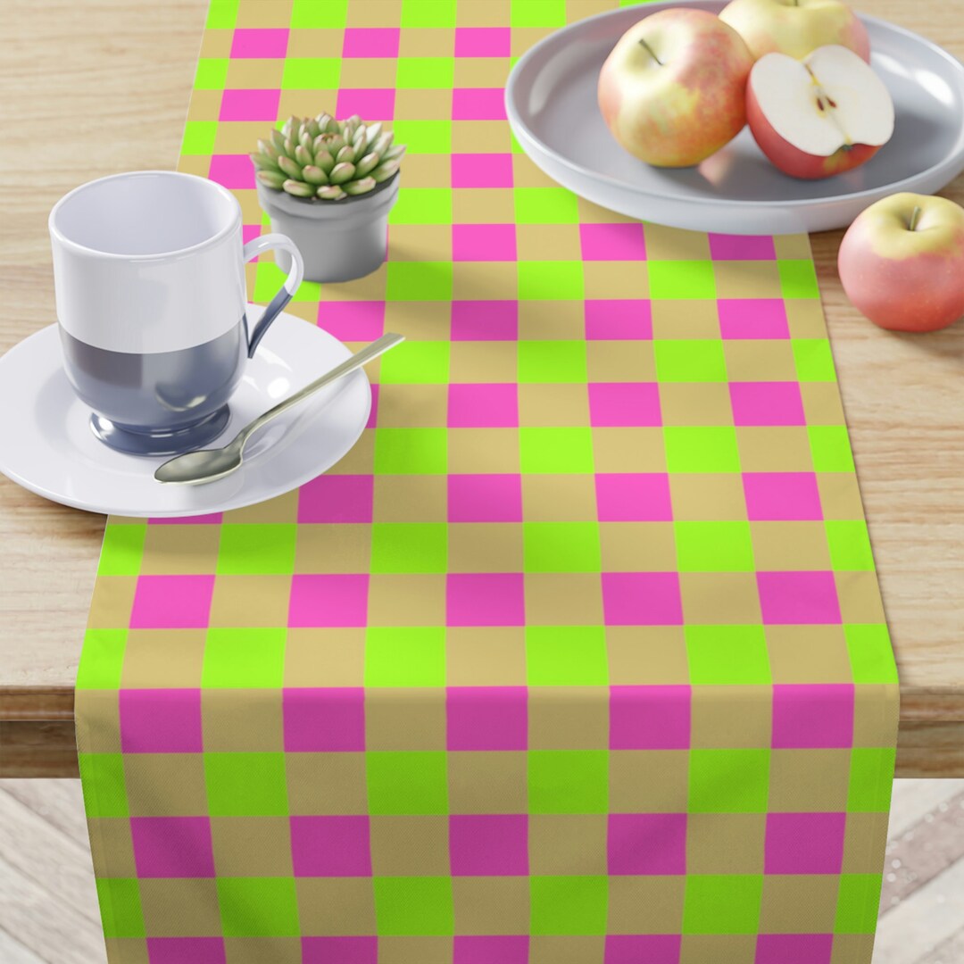 Pink & Green Gingham Table Runner - Etsy