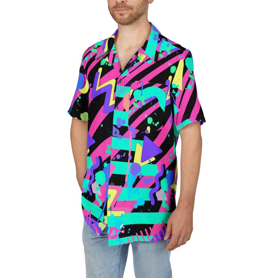 Vaporwave Graffiti Button-down Shirt - Etsy