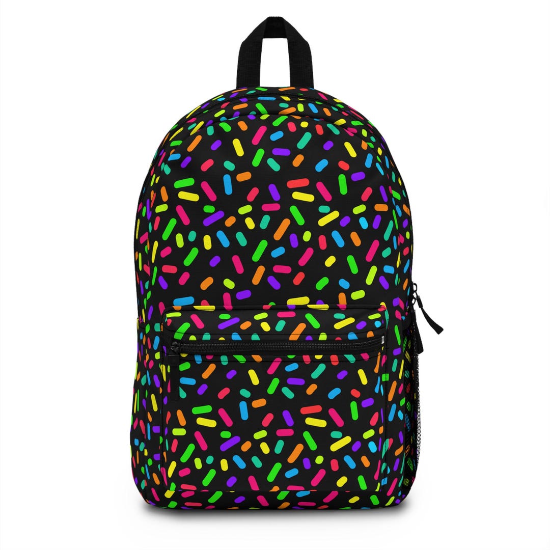 Neon Sprinkles Backpack, Full-sized Backpack W/water Bottle Pocket - Etsy