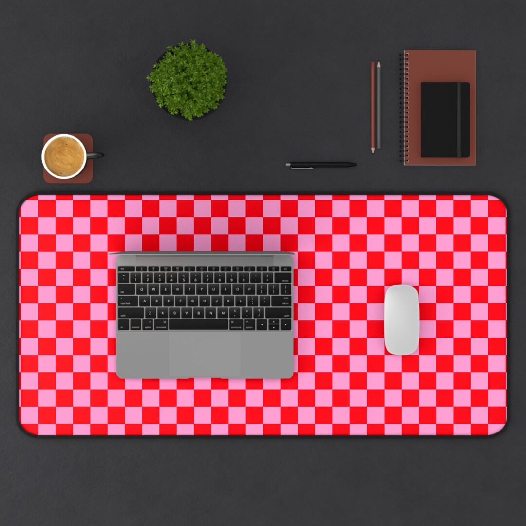 Pink Checker Desk Mat, Mousepad - Etsy