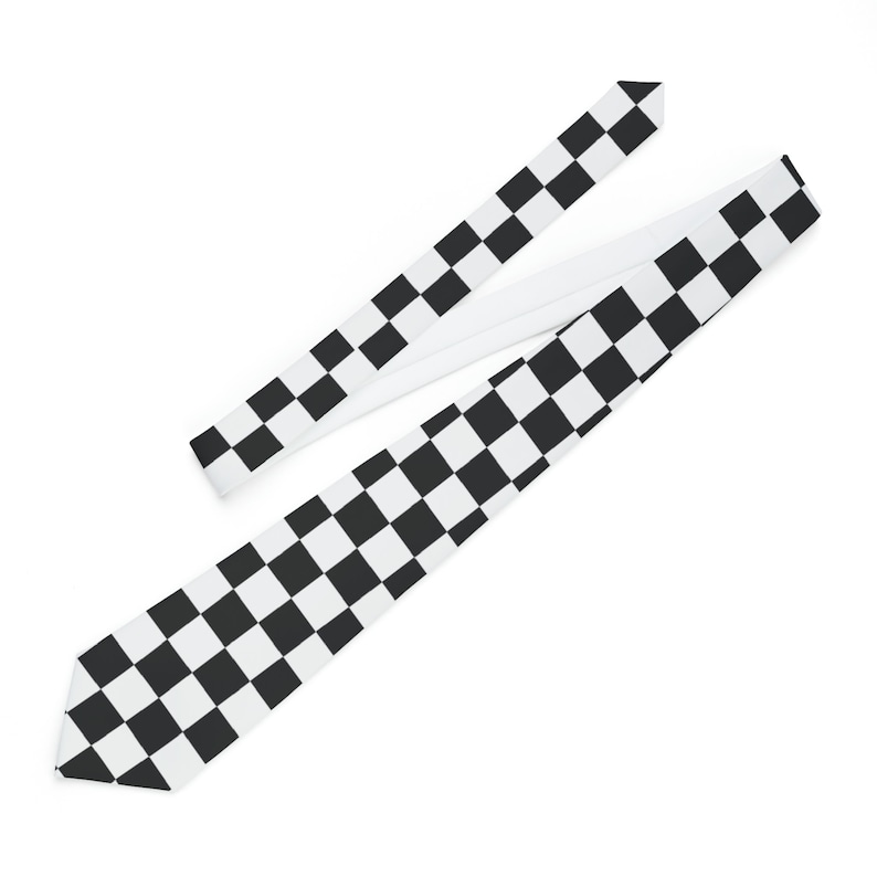 Checkered Necktie: Black and White Pattern - Etsy