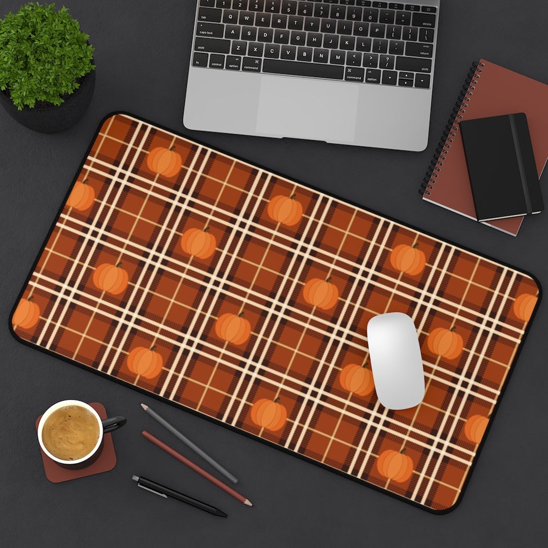 Pumpkin & Plaid Desk Mat, Mousepad - Etsy UK