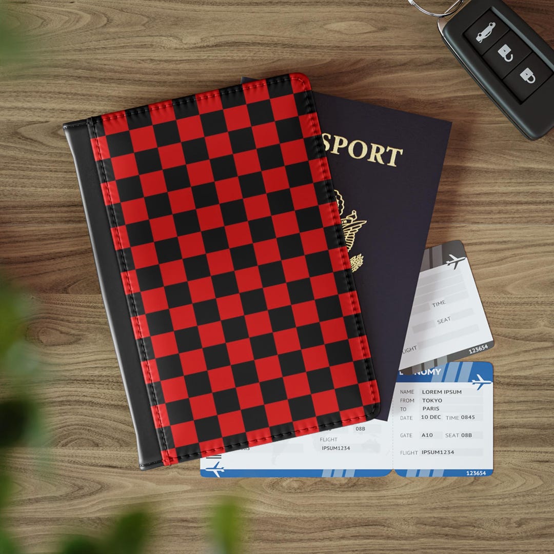 Red Checker Passport Cover, Faux Leather - Etsy