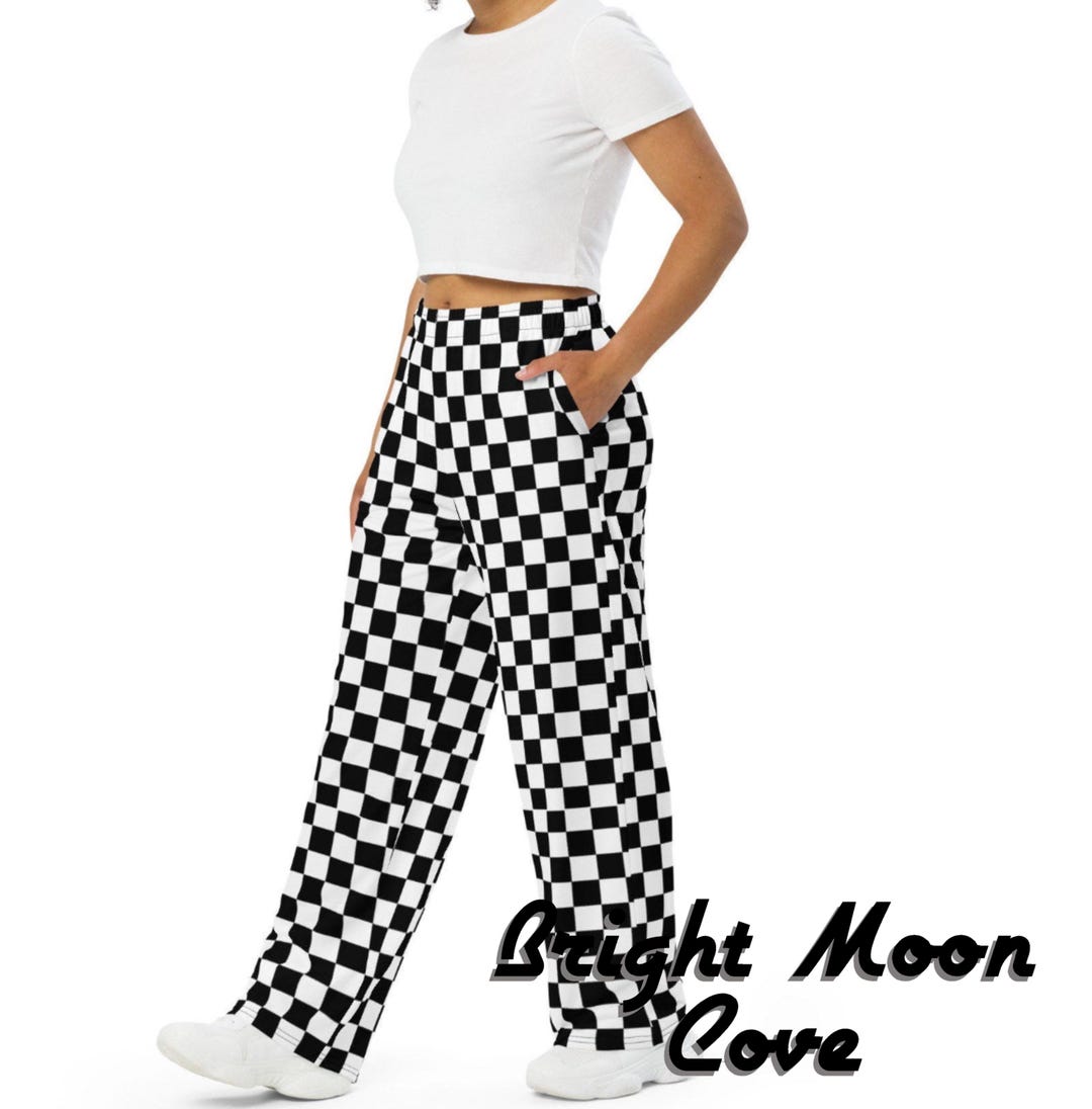 Checkerboard Wide-leg Pants - Etsy