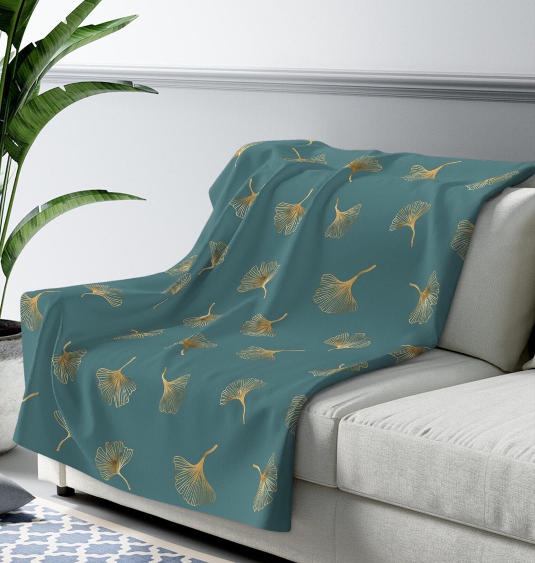 Ginkgo Leaf Sherpa & Fleece Blanket, Art Deco Home Decor - Etsy