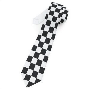 Checkered Necktie: Black and White Pattern - Etsy