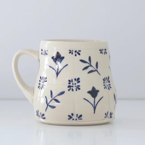 Handmade Porcelain Blue and White Tile Mug - Etsy