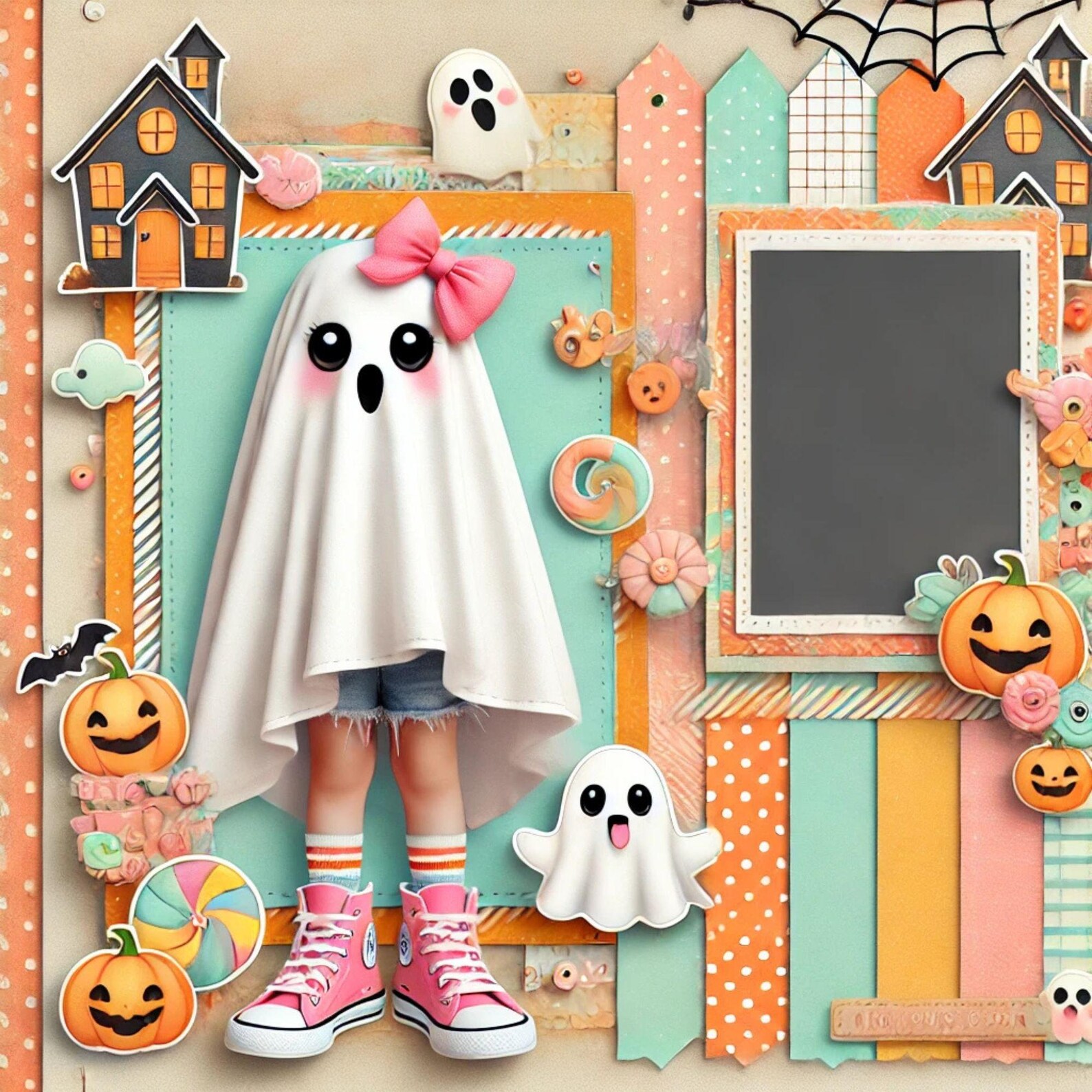 Ghost Halloween Digital Scrapbook Page – 12x12 Printable Spooky Layout ...