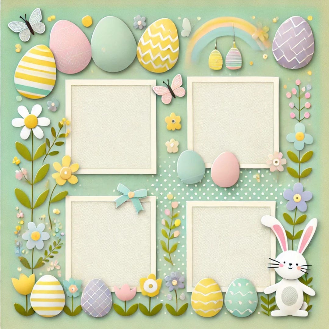 Spring Easter Digital Scrapbook Page – 12x12 Printable Layout | Pastel ...