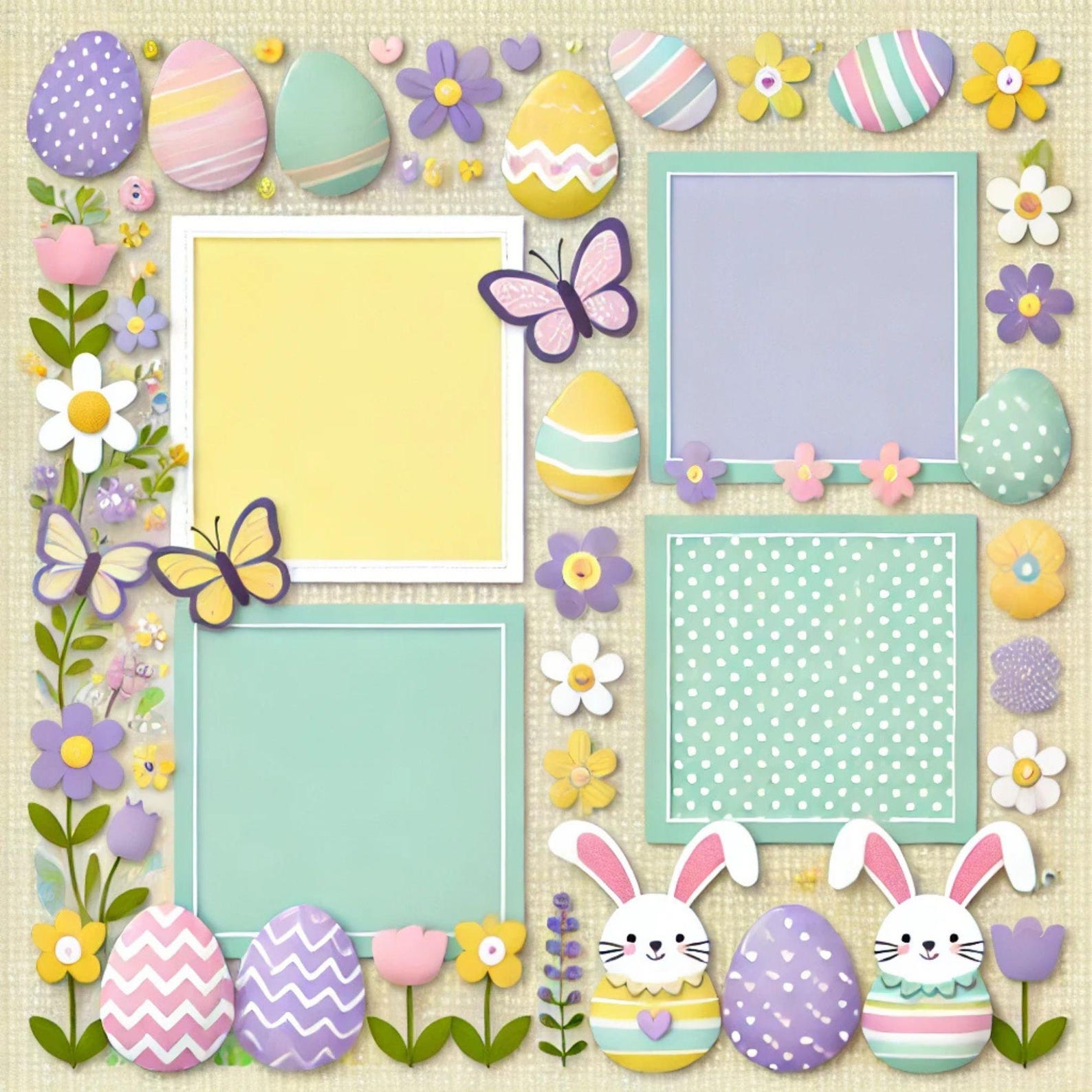 Spring Easter Digital Scrapbook Page – 12x12 Printable Layout | Pastel ...