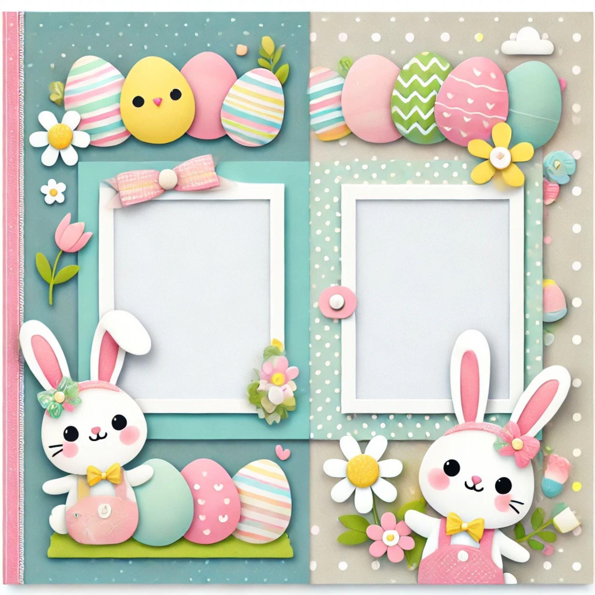 Easter Digital Scrapbook Page – 12x12 Printable Layout | Pastel Flowers ...