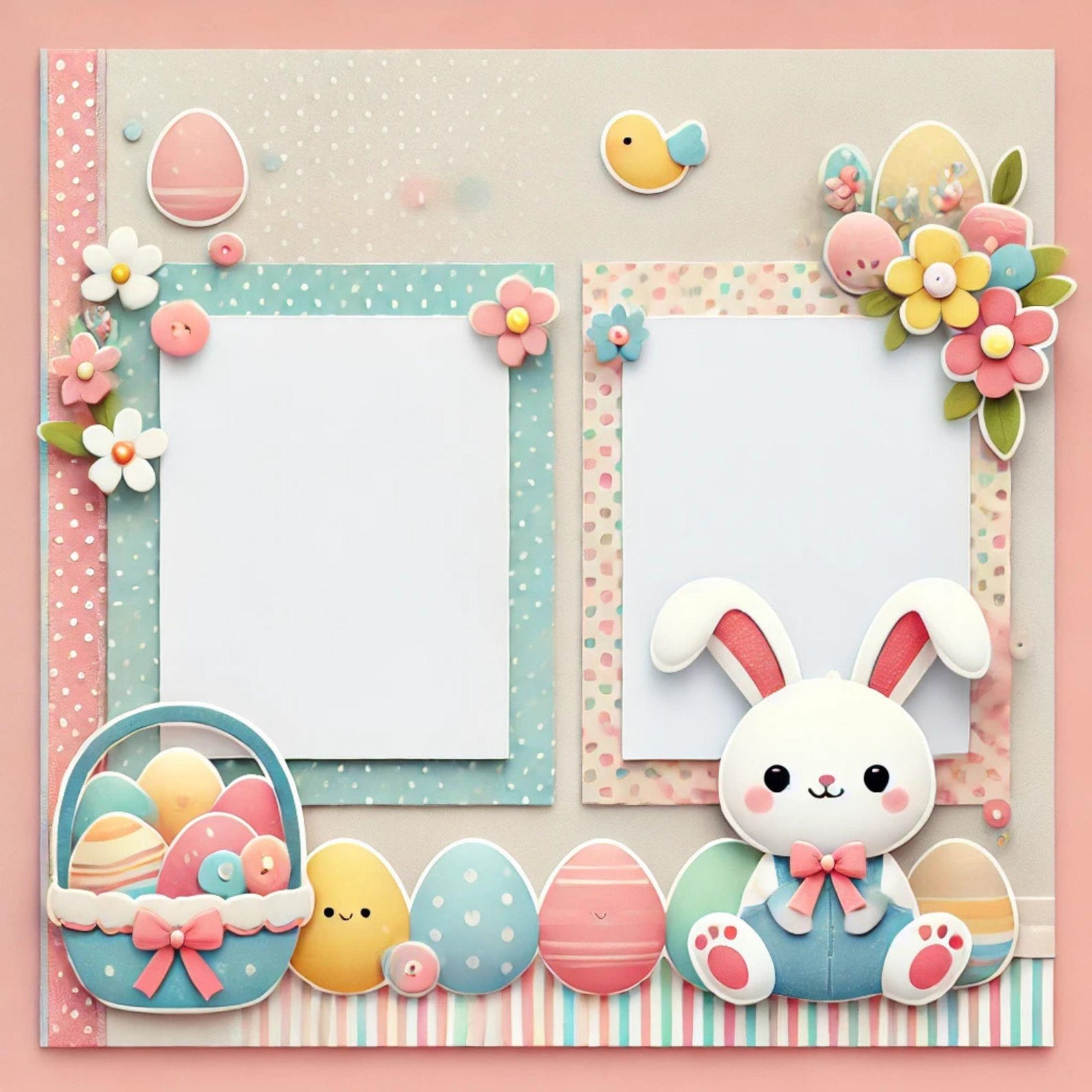 Easter Digital Scrapbook Page – 12x12 Printable Layout | Pastel Flowers ...
