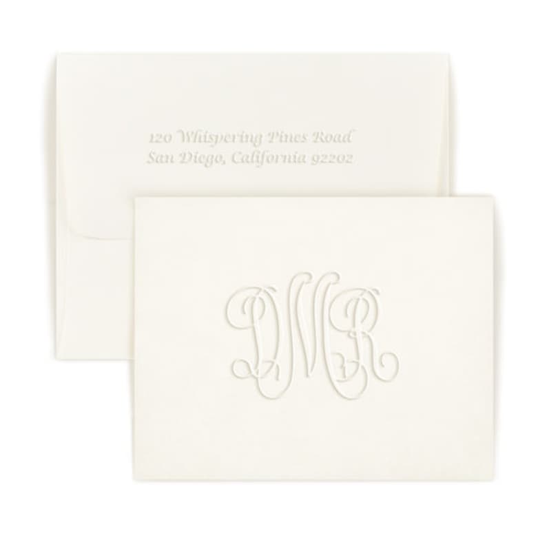 Beautiful Embossed Monogram Note Cards - Etsy