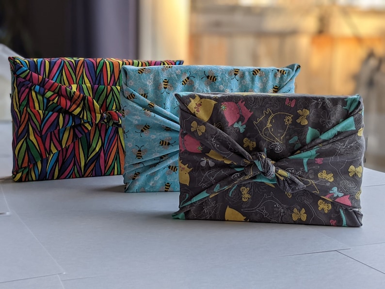 Rainbow Fabric Gift Wrap, Reusable Gift Wrapping Cloth, Upcycled ...