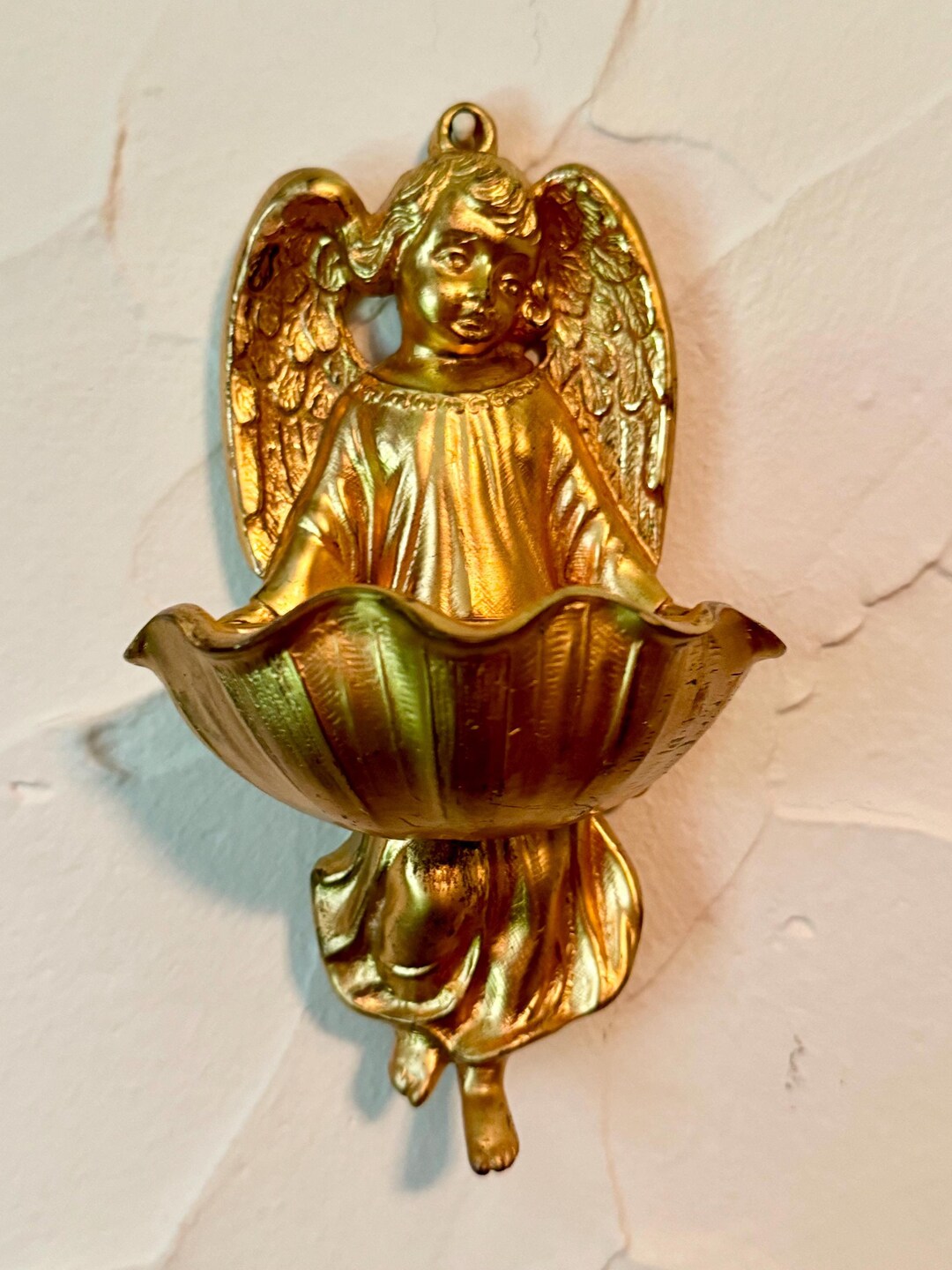 Antique Angel Holy Water Font, Benitier, Winged Angel Holy Water ...