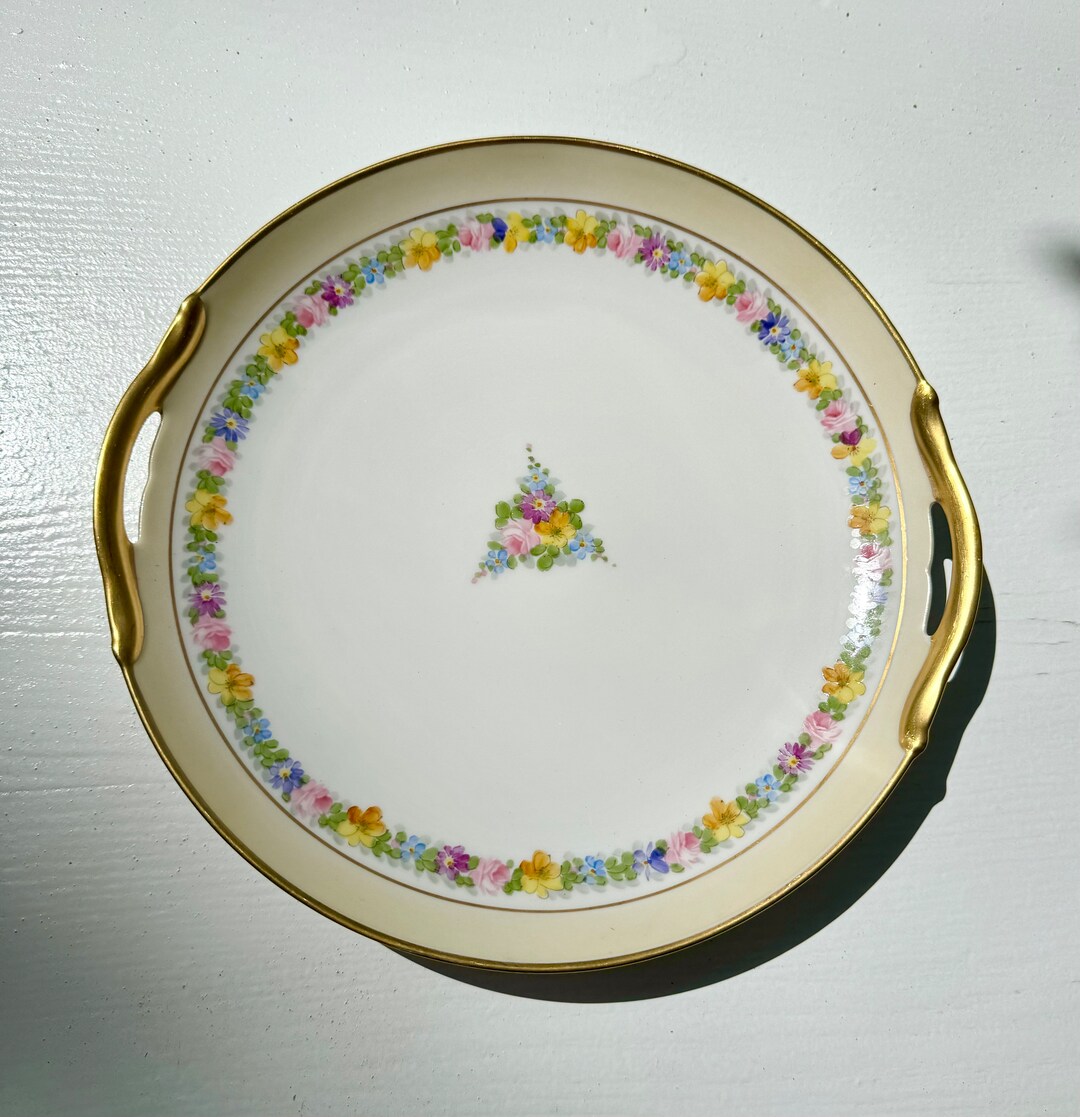 Antique Walter Wilson Signed Porcelain Cake Tray With Handles, Hand ...