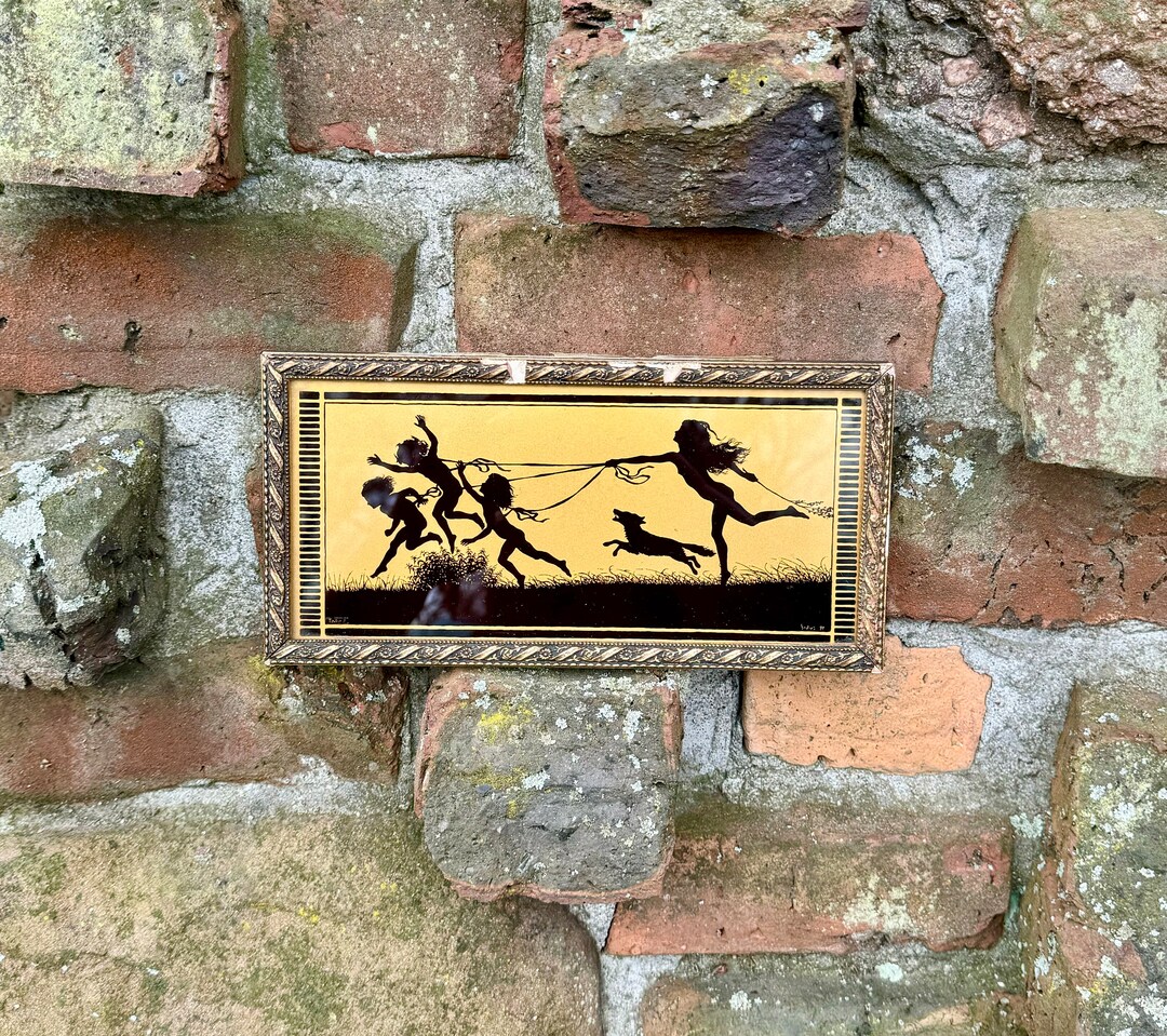 Vintage Reverse Painted Silhouette spring From the Four Seasons by ...