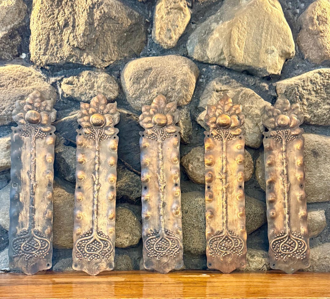Set Antique Art Nouveau Door Plates, Copper Finger Plates With Fabulous ...