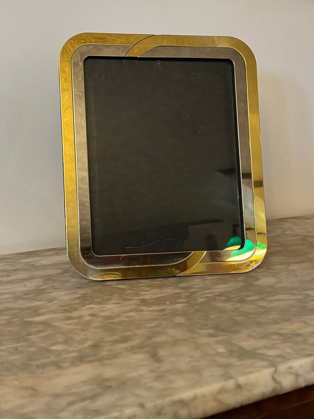 Sleek Brass and Chrome 1980's Art Deco Style Picture Frame, Gleaming ...