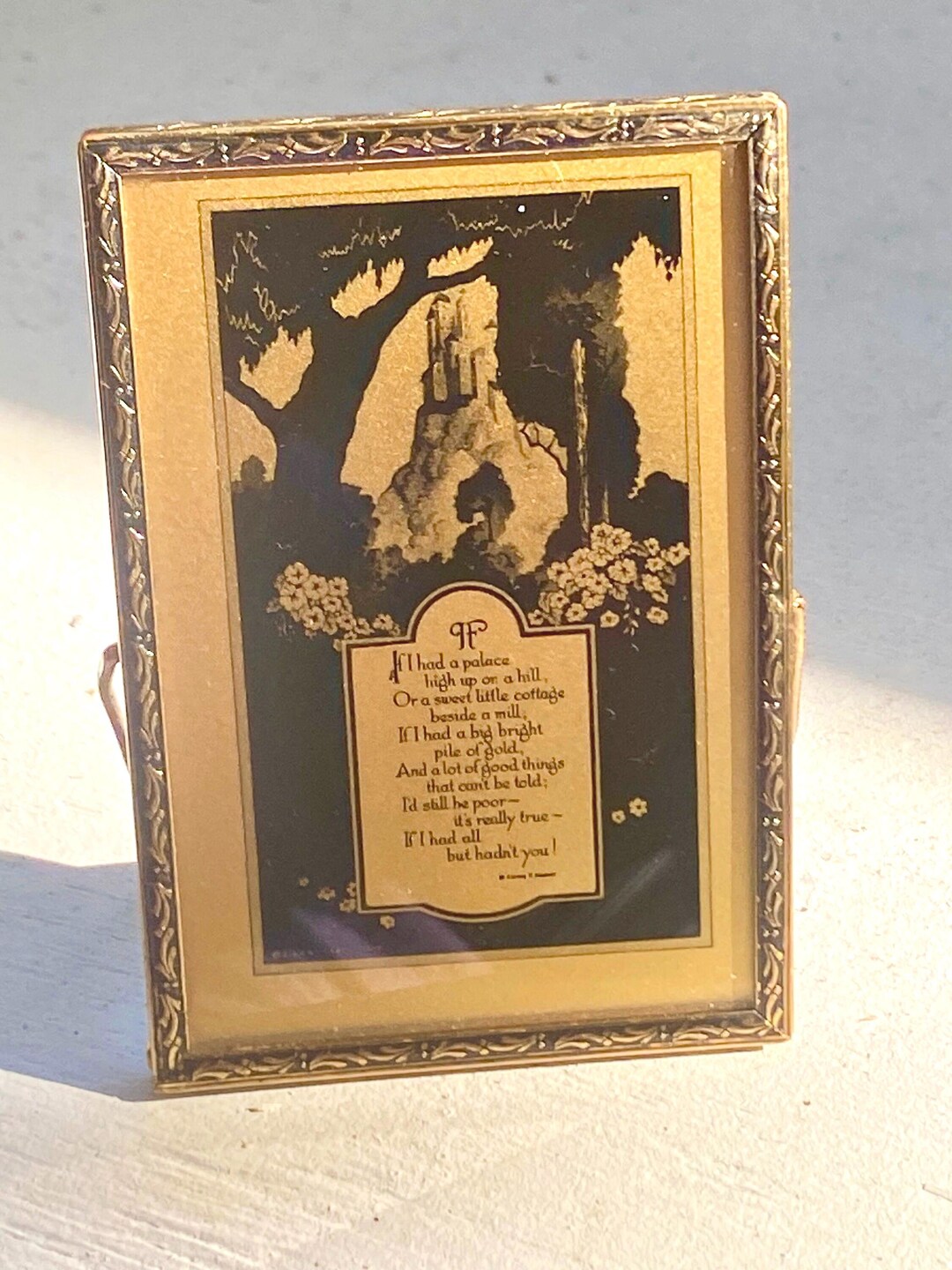 Miniature Poem on Easel Stand, If by Emma Koehler on Chased Gold Frame ...