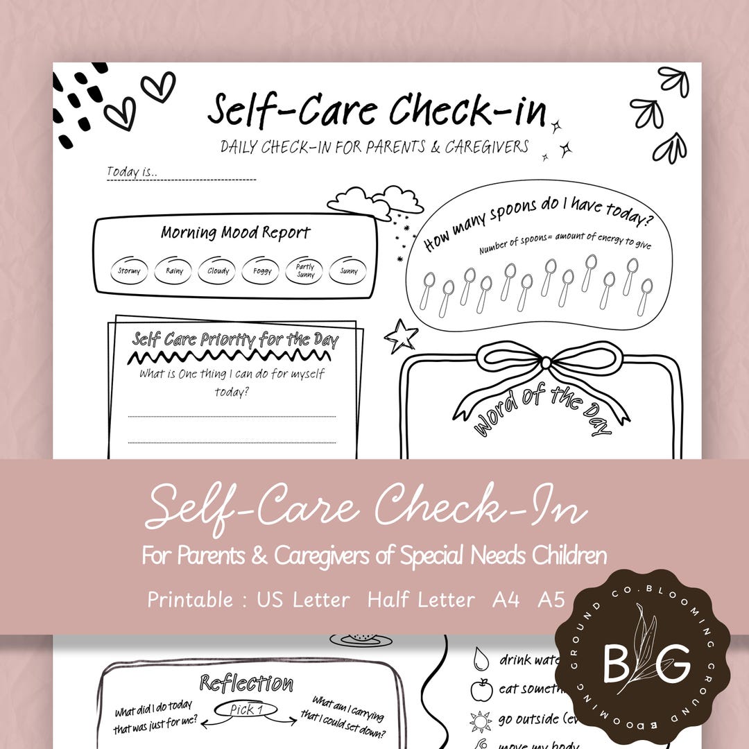 Daily Self-care Check-in Printable for Parents, Wellness Tracker ...