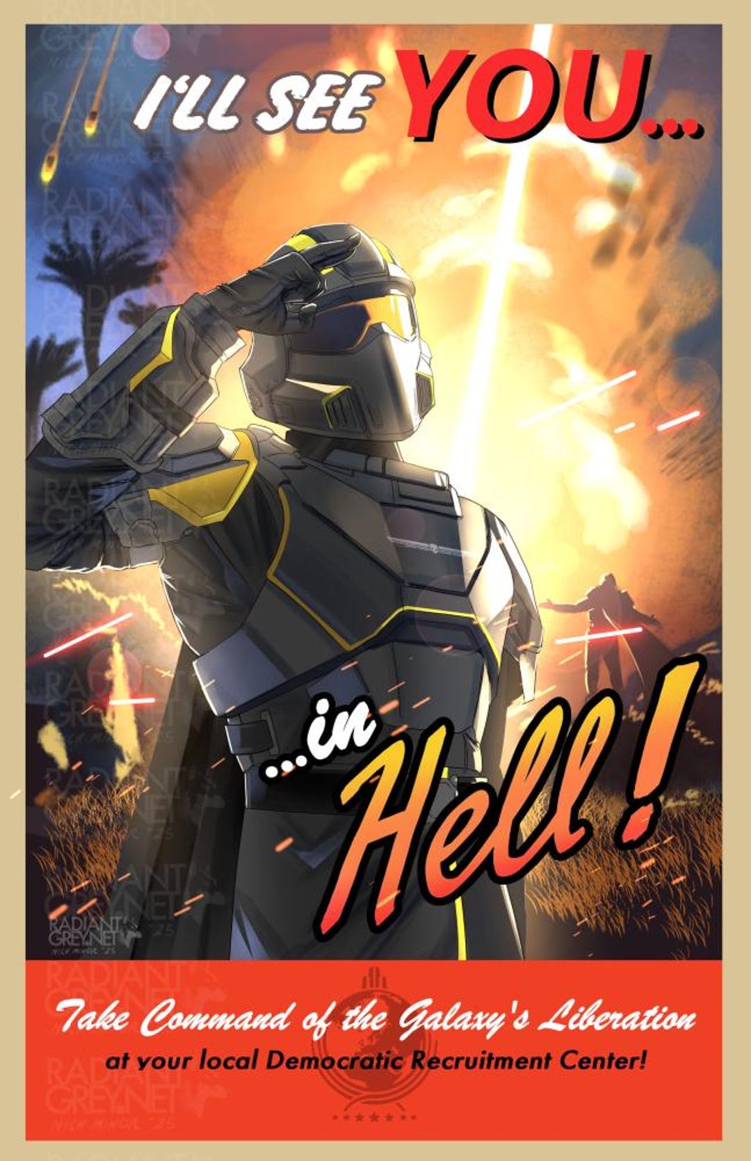 Helldivers 2 Vintage Recruitment Print Fanart Wall Decor Animation - Etsy