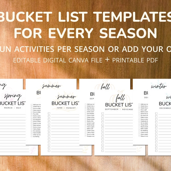Summer Bucket List Editable Canva - Etsy