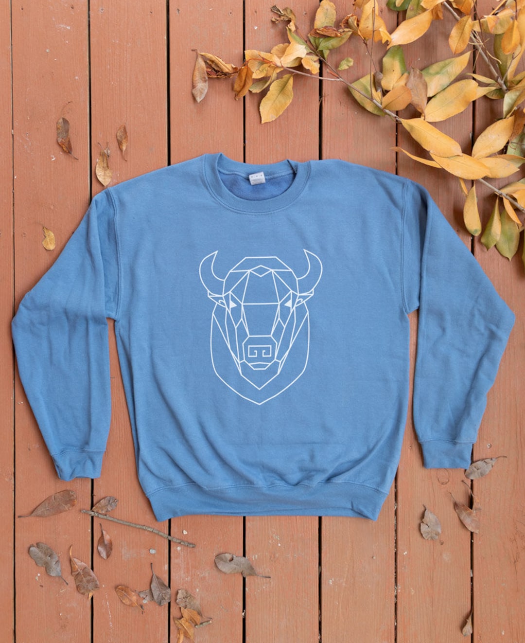 Geometric Bison Sweater, Spirit Animal Totem Buffalo Sweatshirt, Fall ...