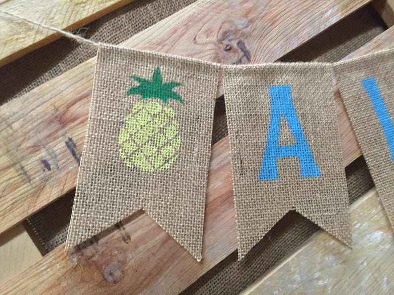ALOHA Burlap Banner Luau Party Banner Custom Party Decor | Etsy